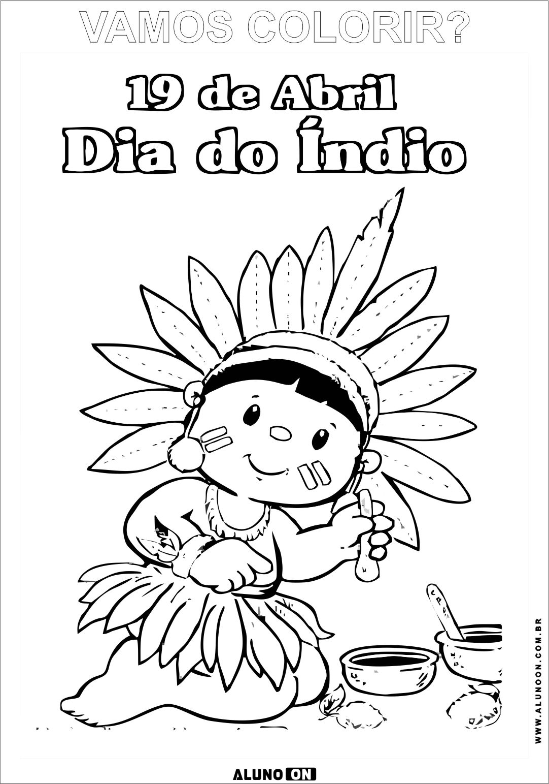 Dia Do índio Para Colorir - BRAINCP
